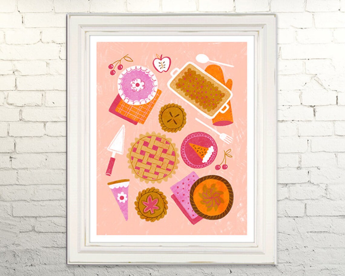 PIE PARTY Printable Art Print Poster Illustration Wall Decor Digital ...