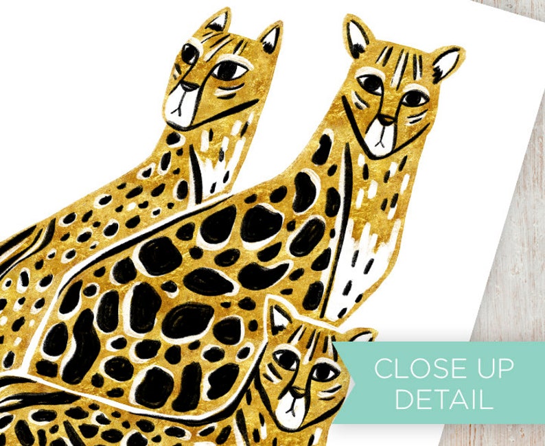 GOLD CHEETAHS Printable Art Print Poster Illustration Wall Art Decor ...