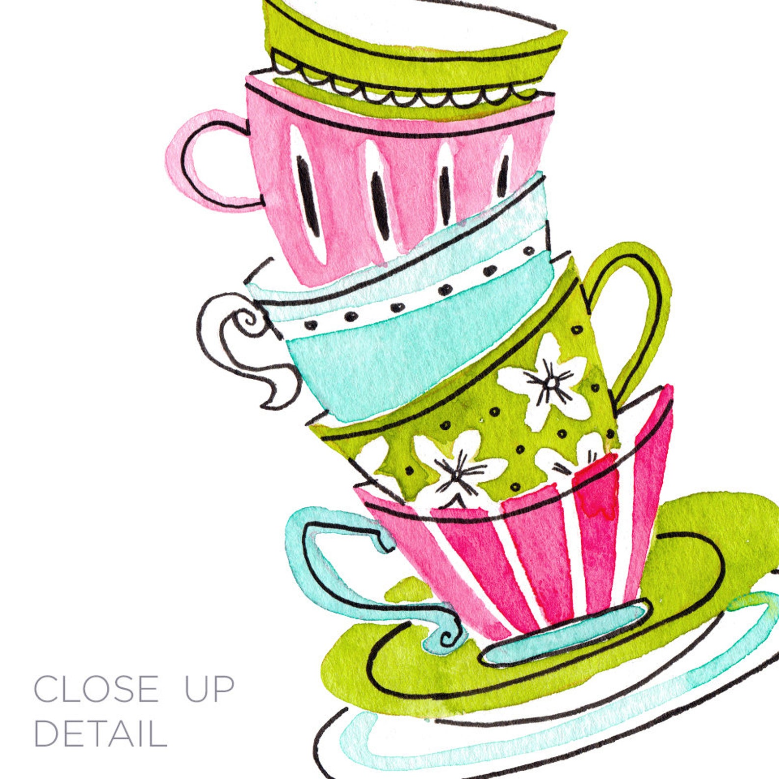 TEA TIME Digital Clipart Instant Download Illustration Watercolor Clip ...