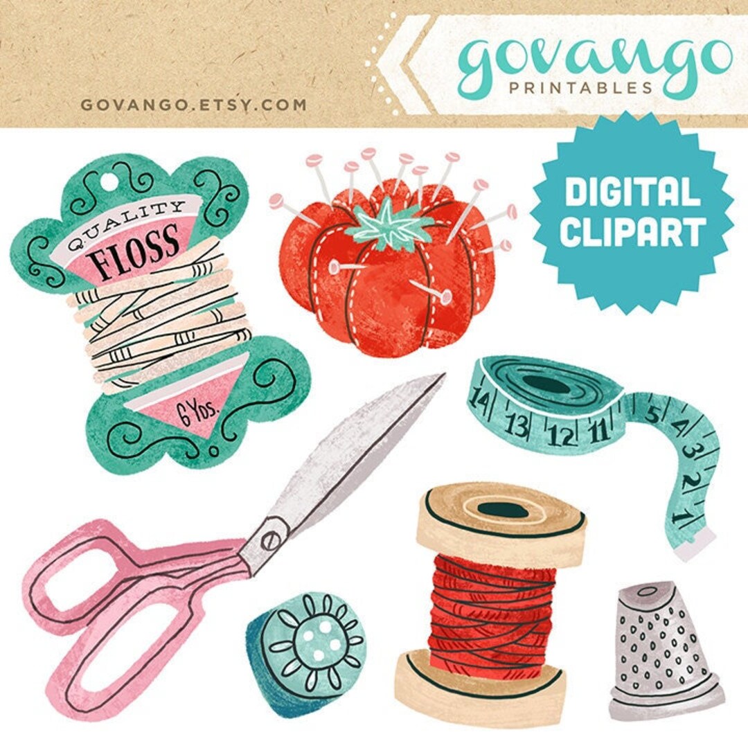 SEWING NOTIONS Digital Clipart Instant Download Illustration Craft ...