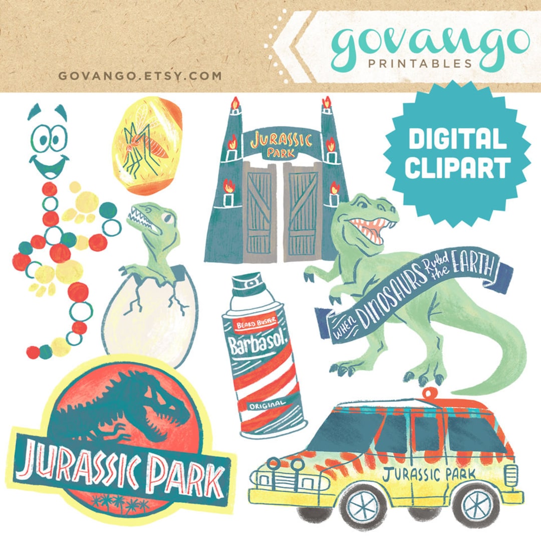 Dinosaur Clipart Jurassic Park Clipart Instant Downloadpng Etsy ...