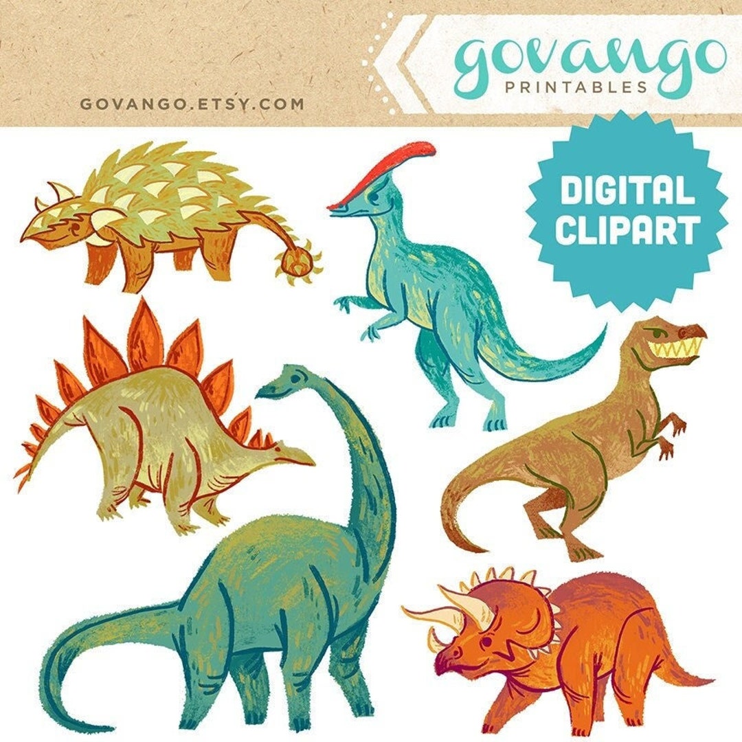 DINOSAURS Digital Clipart Instant Download Illustration T-rex ...
