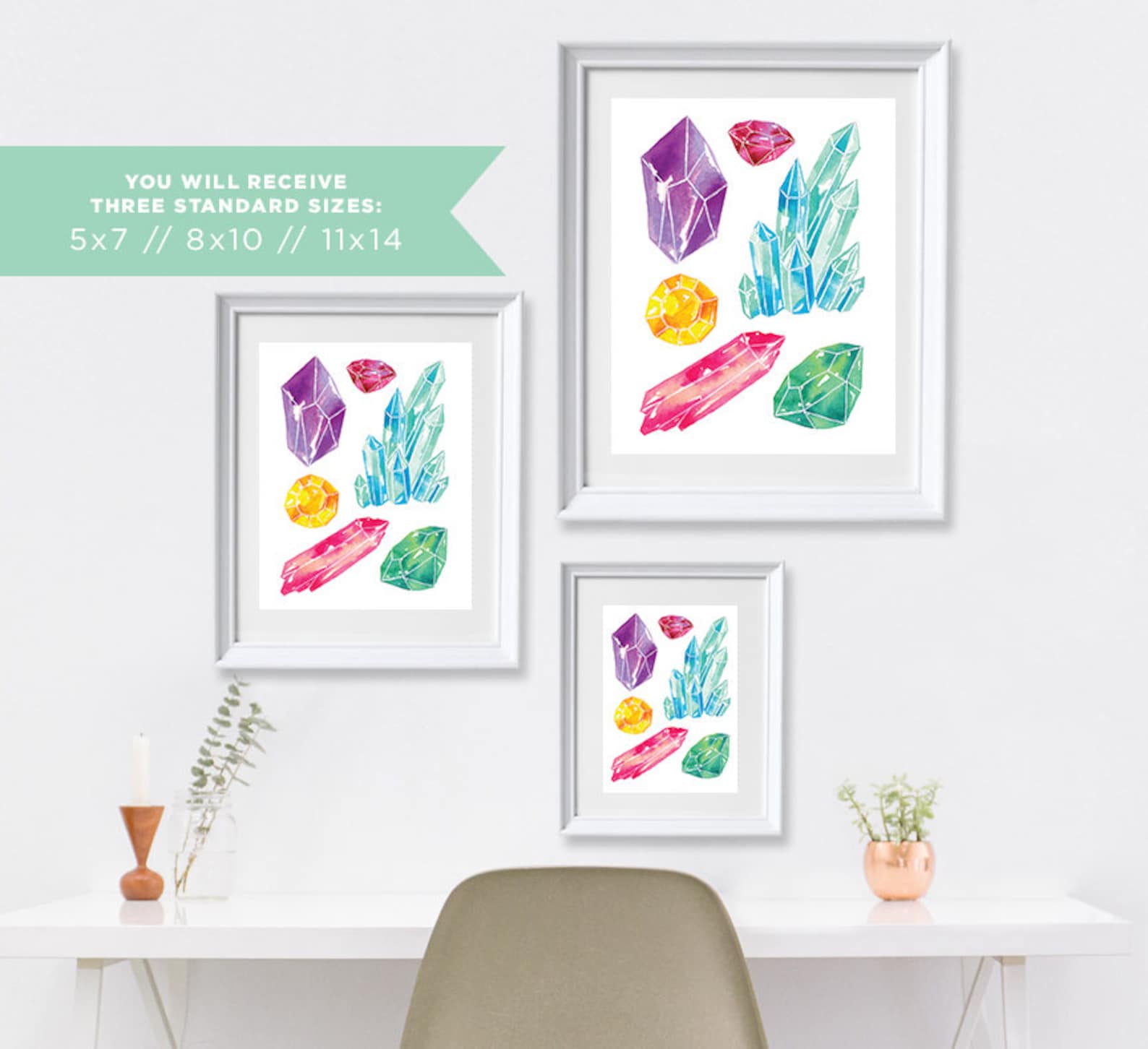 GEMS Printable Art Print Poster Watercolor Illustration Wall | Etsy