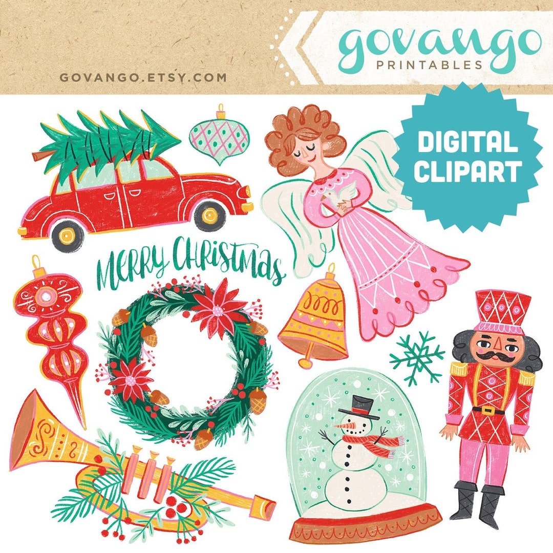 CHRISTMAS TIME Digital Clipart Instant Download Illustration Clip Art ...