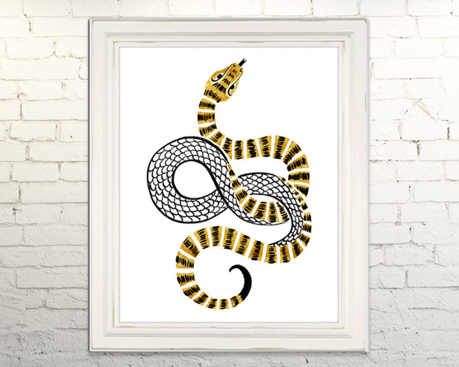 GOLD SNAKE Printable Art Print Poster Illustration Wall Art Decor ...