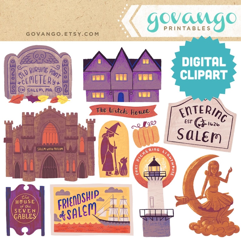 SALEM Digital Clipart Instant Download Illustration Clip Art Travel ...
