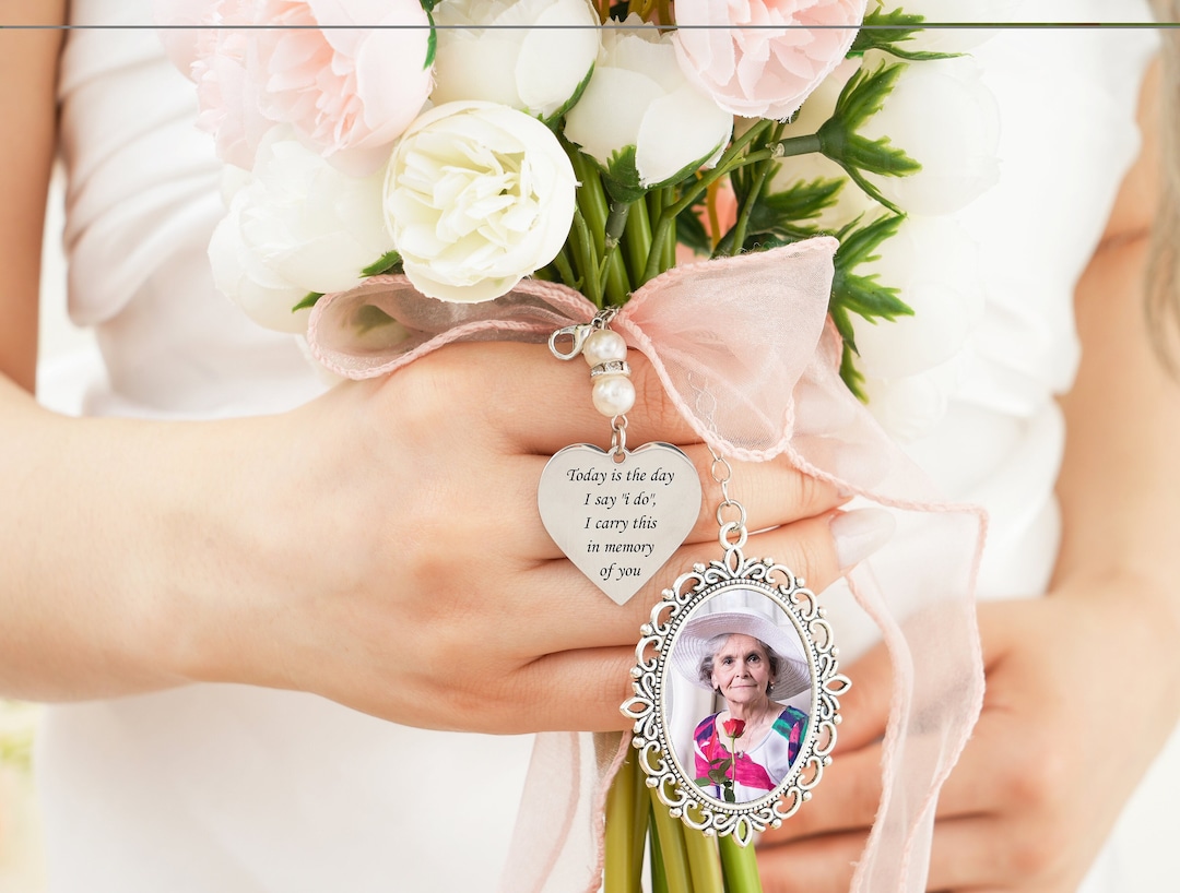 Custom Photo Charm for Bridal Memorial Bouquet Charm Pendant With Any ...