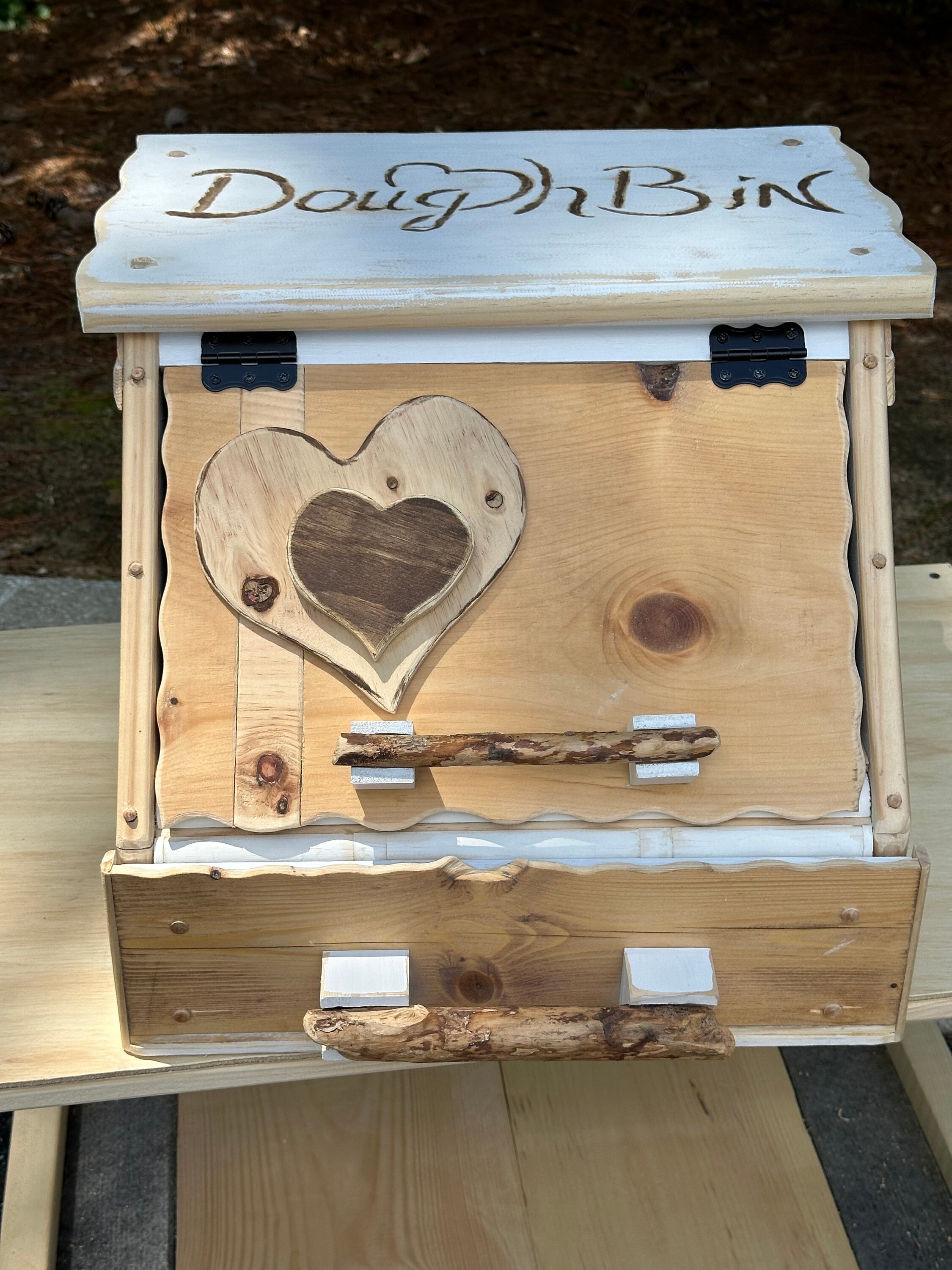 Handmade Rustic Bread Box With a Drawer for Extra Storage, Tree Limb ...