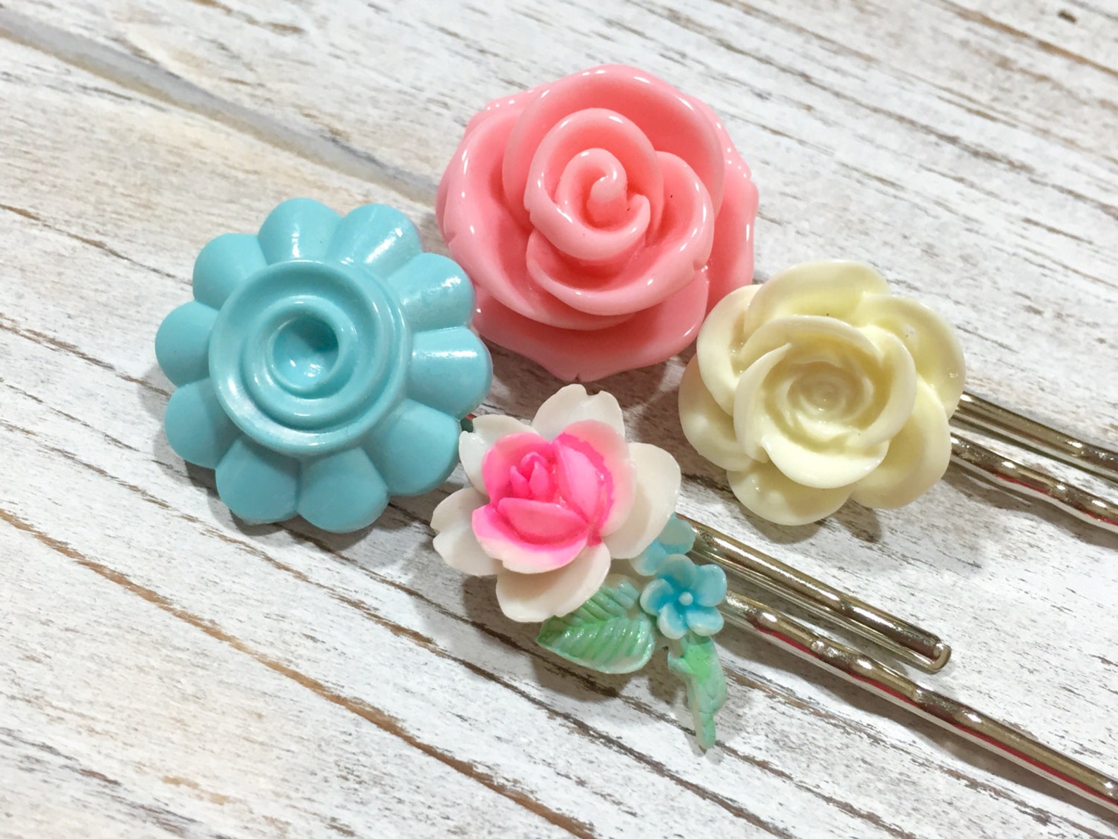 Floral Hair Accessories Pastel Bobby Pin Set Flower Bobby - Etsy