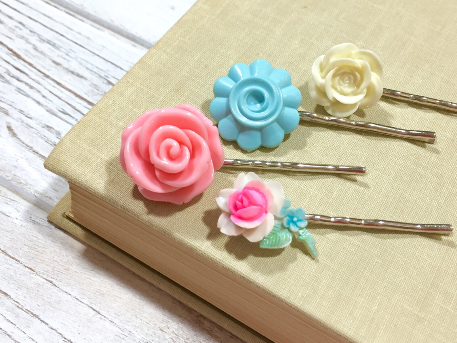 Floral Hair Accessories Pastel Bobby Pin Set Flower Bobby - Etsy