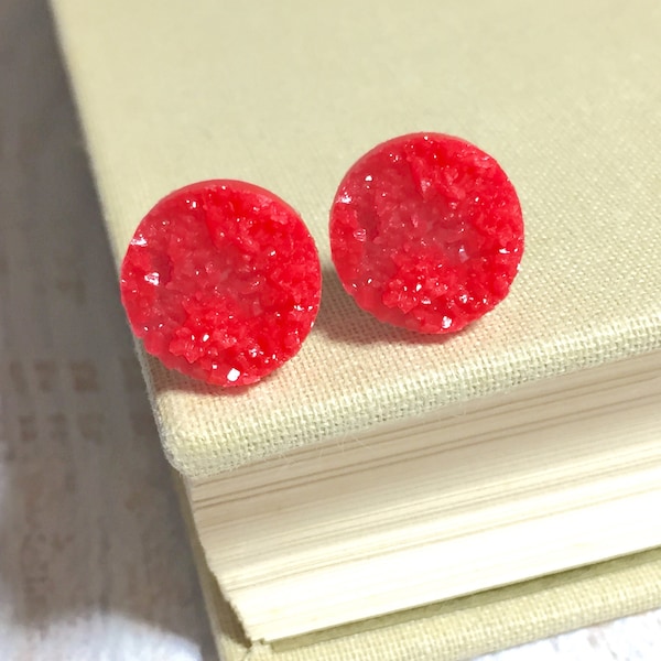 Red Stud Earrings - Etsy