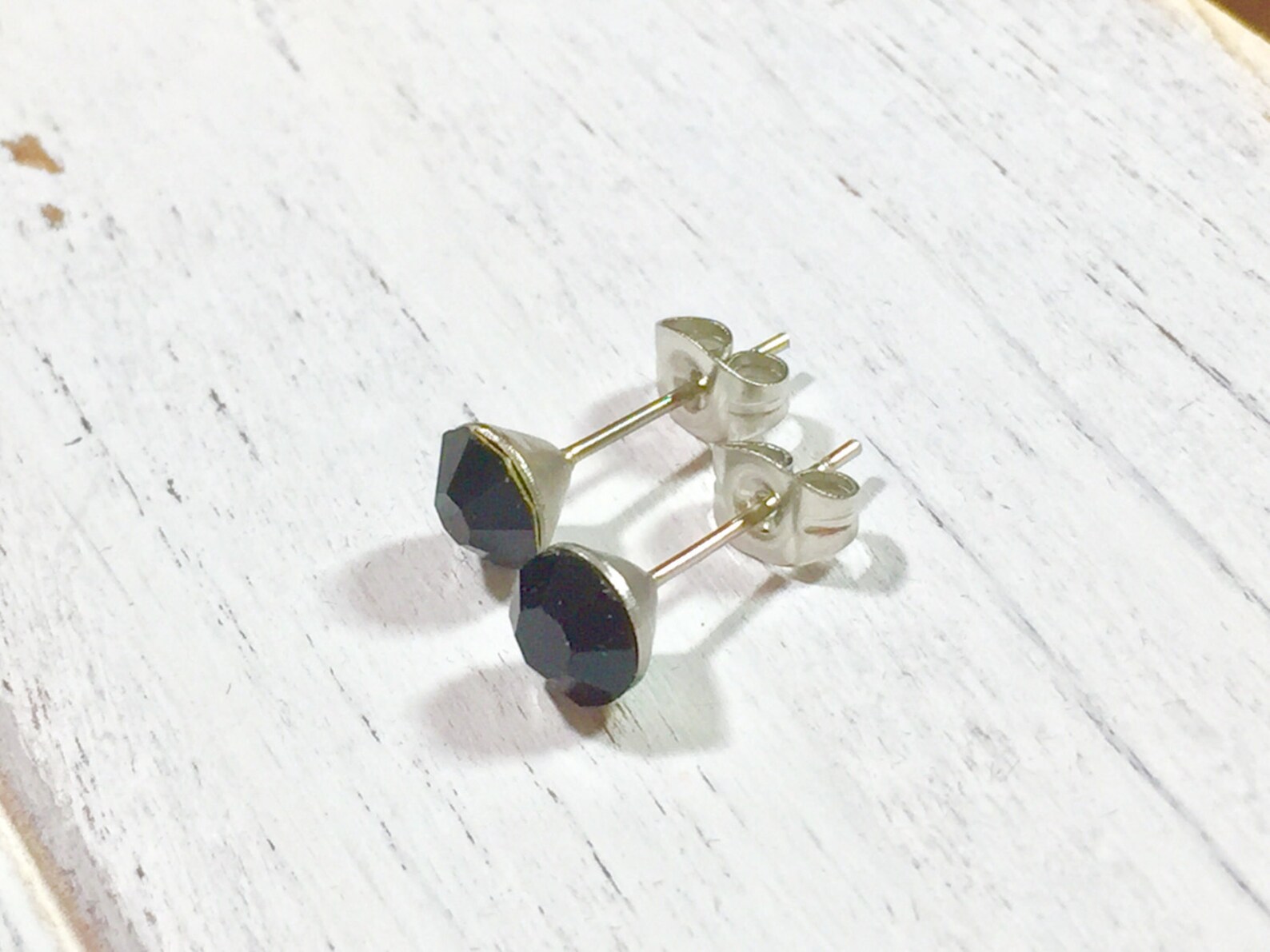 Black Rhinestone Stud Earrings Small Black Rhinestone Studs | Etsy