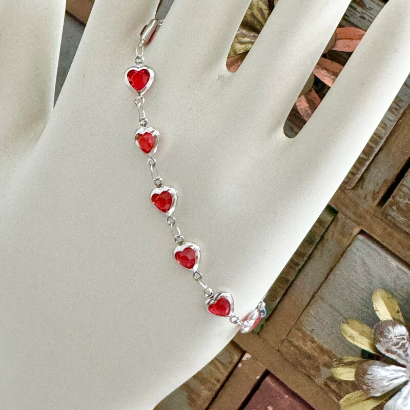 Red Heart Bracelet - Etsy