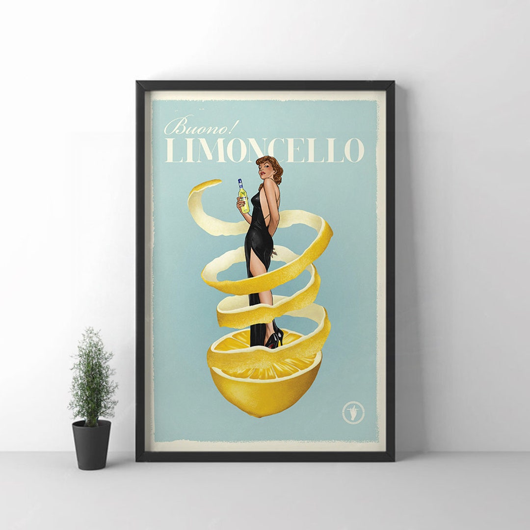 Limoncello Lemon Retro Poster, Vintage Poster, Home Decor, Room Decor ...