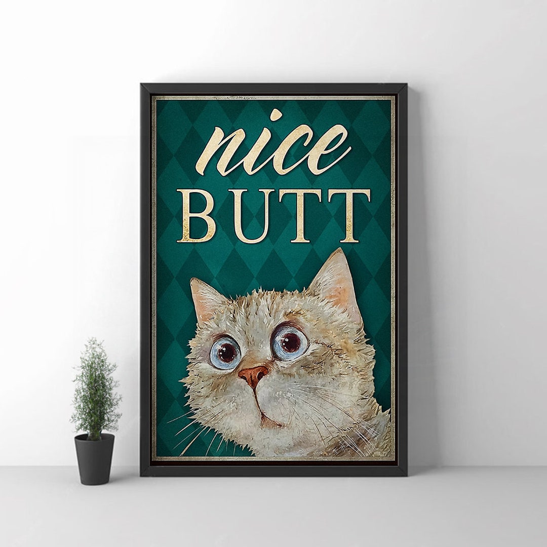 Nice Butt Retro Poster, Funny Bathroom Poster, Vintage Poster, Home ...