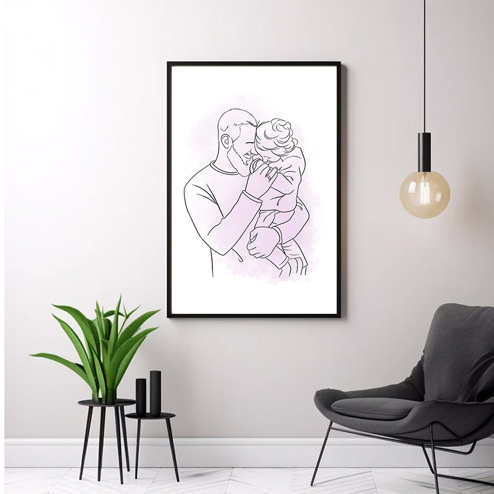 Custom Family Portrait, One Line Drawing,custom Photo Illustration ...