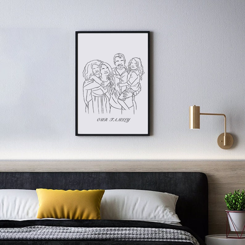 Custom Family Portrait, One Line Drawing,custom Photo Illustration ...