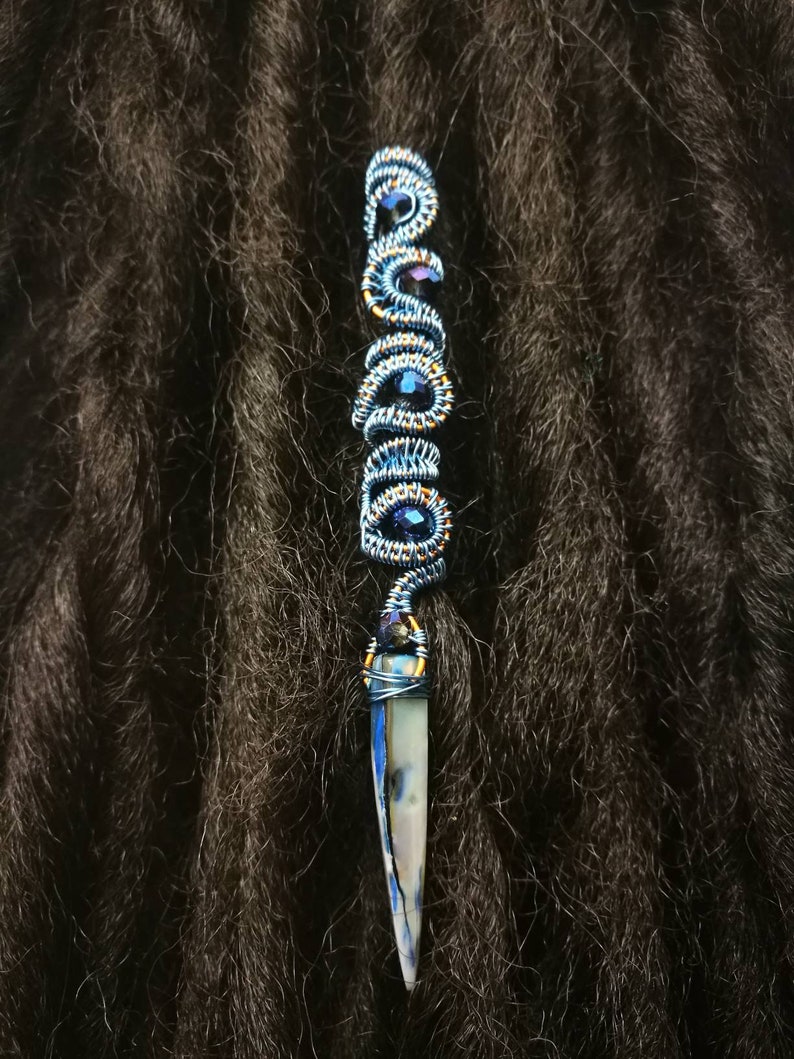 Blueberry Wire Woven Beaded Dreadlock Cuff/hair Accessory | Etsy