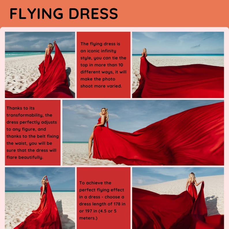 Red Flying Dress - Long Flying Dress for Photoshoot - Flyaway Dress ...