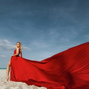 Red Flying Dress Long Flying Dress for Photoshoot Flyaway Dress Fly ...