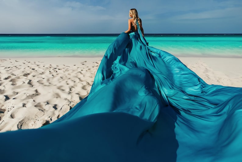 Long Flying Dress for Photoshoot Turquoise Long Flowy Infinity Dress ...