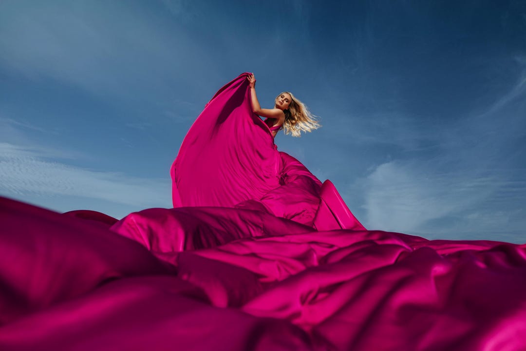 Magenta Long Dress for Photography Infinity Flying Dress Long Train ...