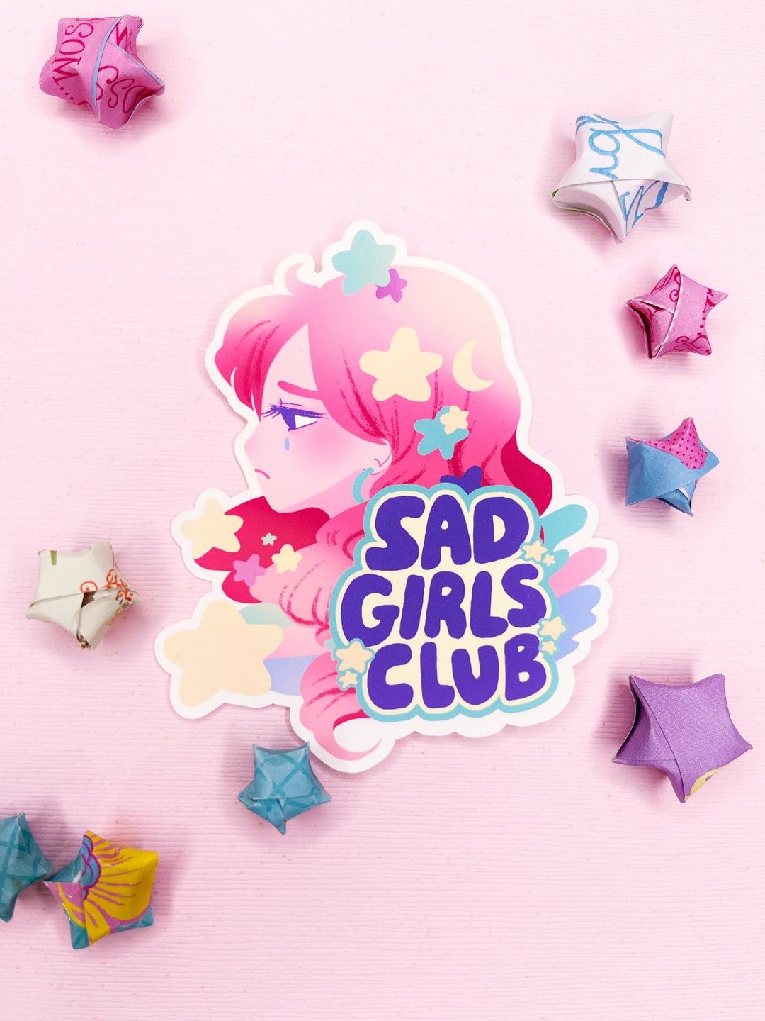 Sad Girls Club Sticker Cute Pastel Stars Weatherproof - Etsy