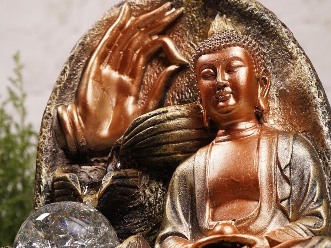 Sitting Buddha Aum Themed Water Fountain Serenity and LED Lights - Etsy
