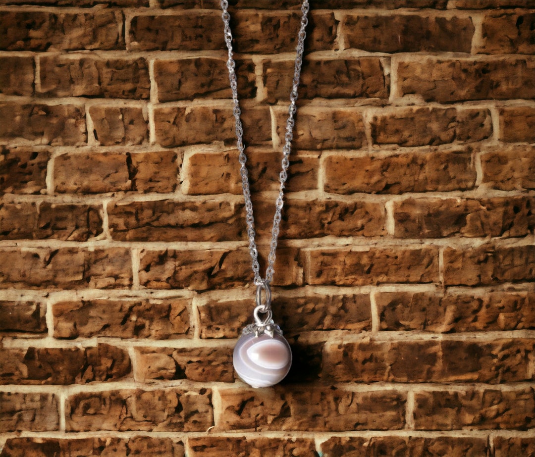 Agate Natural Stone Sphere Necklace Zodiac Signs: Aries, Taurus - Etsy