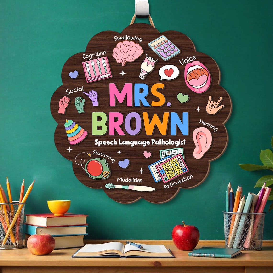 Speech Pathologist Door Sign, Custom SLP Teacher Name 3D Sign, Speech ...
