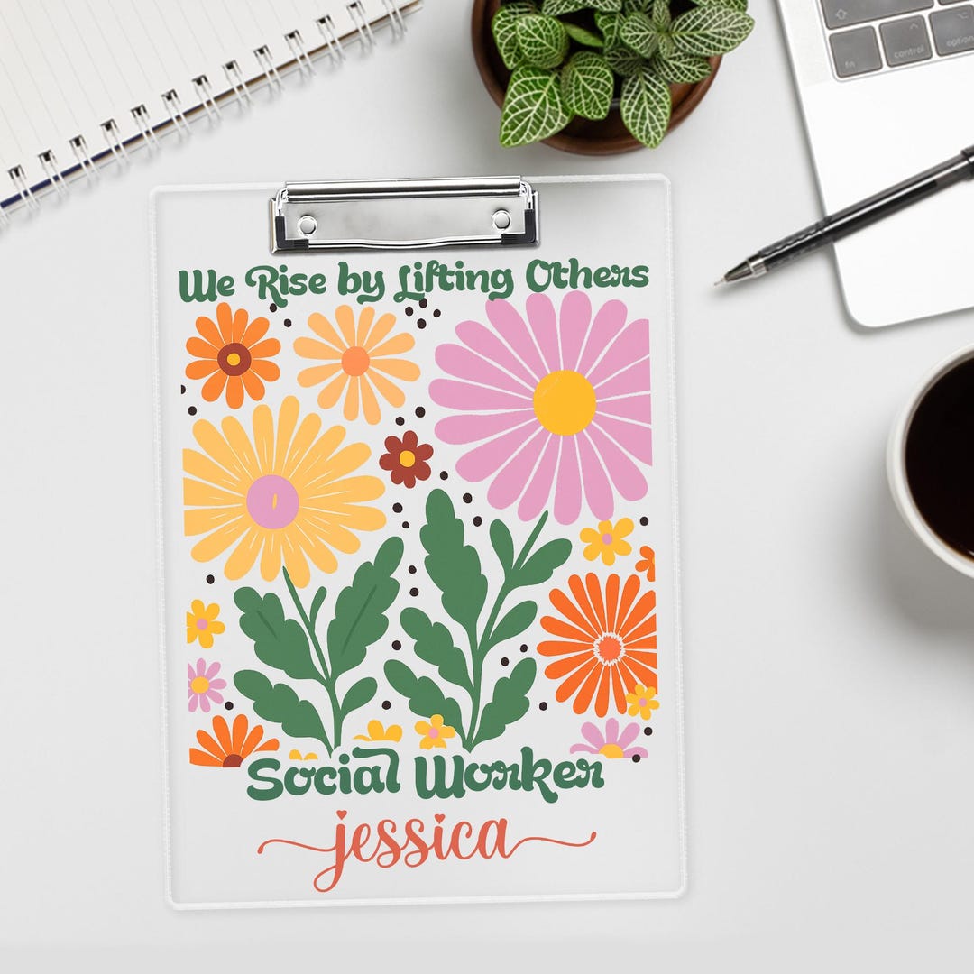 Personalized School Social Worker Clipboard, Flower Social Worker ...
