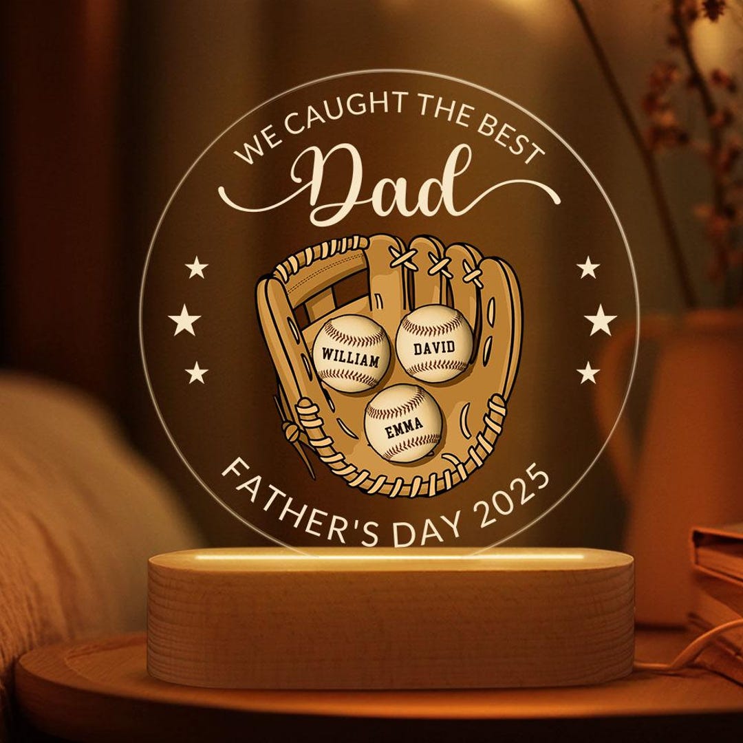 Personalized We Caught the Best Dad LED Night Light, Kid's Name ...