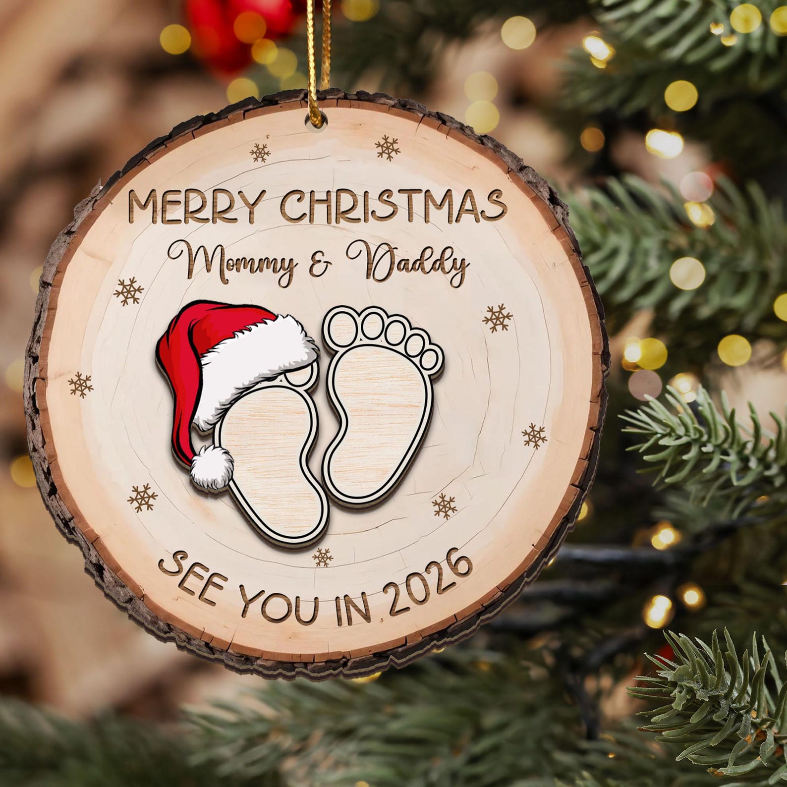 Baby Expecting See You in 2026 - Personalized 2-layered Wooden Ornament ...