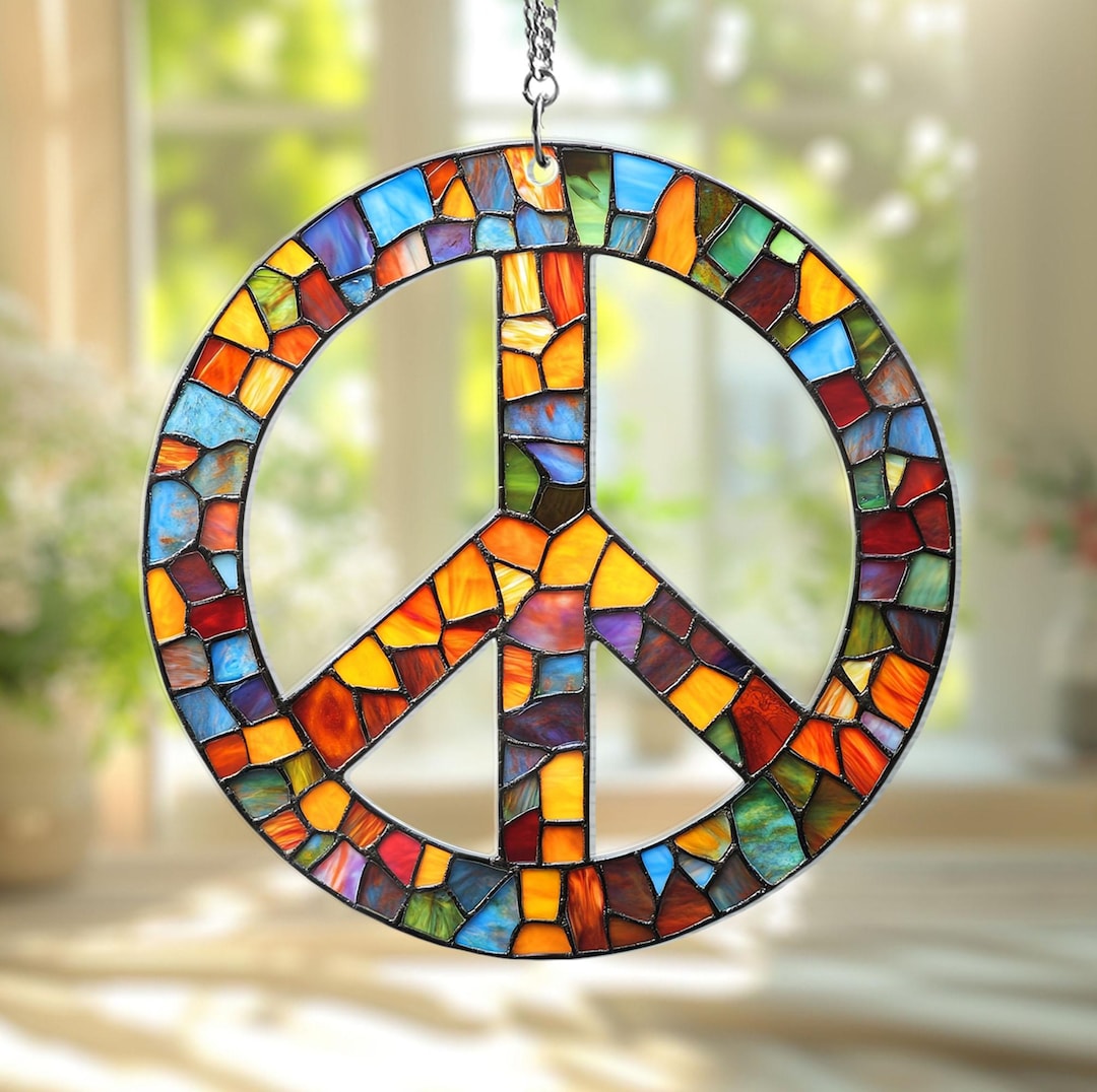Peace Sign Suncatcher Hanging Sign, Peace Sign Christmas Ornament ...