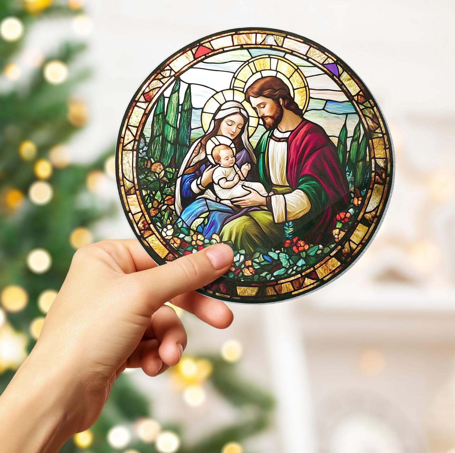 Nativity Christmas Window Hanging Ornament, Nativity Religious Ornament ...