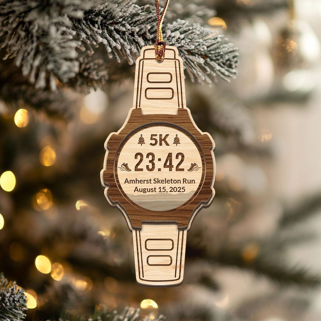 Custom Runner Watch Wooden 2 Layers Ornament: Personalized PR Gift - Etsy