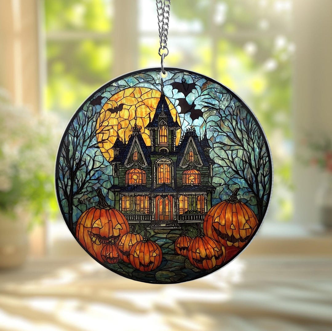 Halloween Acrylic Suncatcher, Spooky Home Decor, Pumpkin Halloween ...