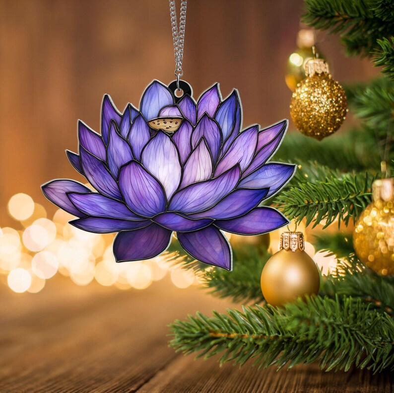 Purple Lotus Acrylic Window Hangings, Lotus Lovers Gift, Home Decor ...