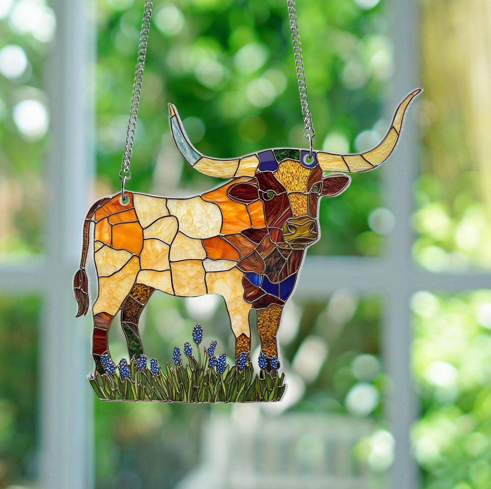 Texas Longhorn ACRYLIC Suncatcher Hanging, Texas Window Hanging ...