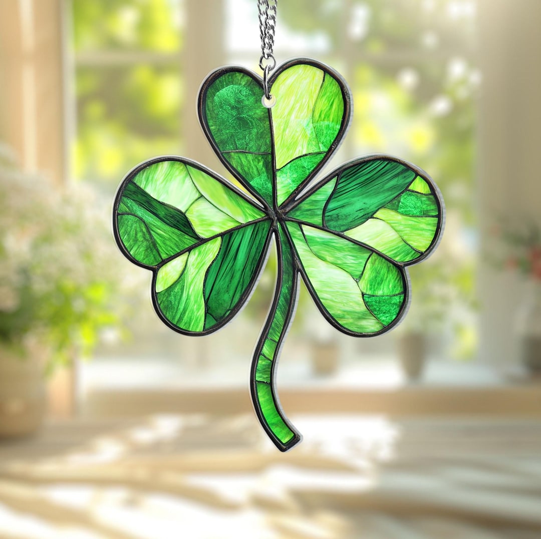 Shamrock Window Hanging Ornament, Clover Windown Hanging Sign, Birthday ...