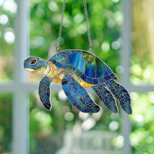 Sea Turtle Acrylic Window Hanging Suncatcher, Turtle Suncatcher, Turtle ...