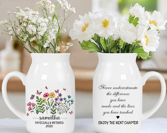 Retirement Ceramic Flower Vase, Happy Retirement Flower Vase ...