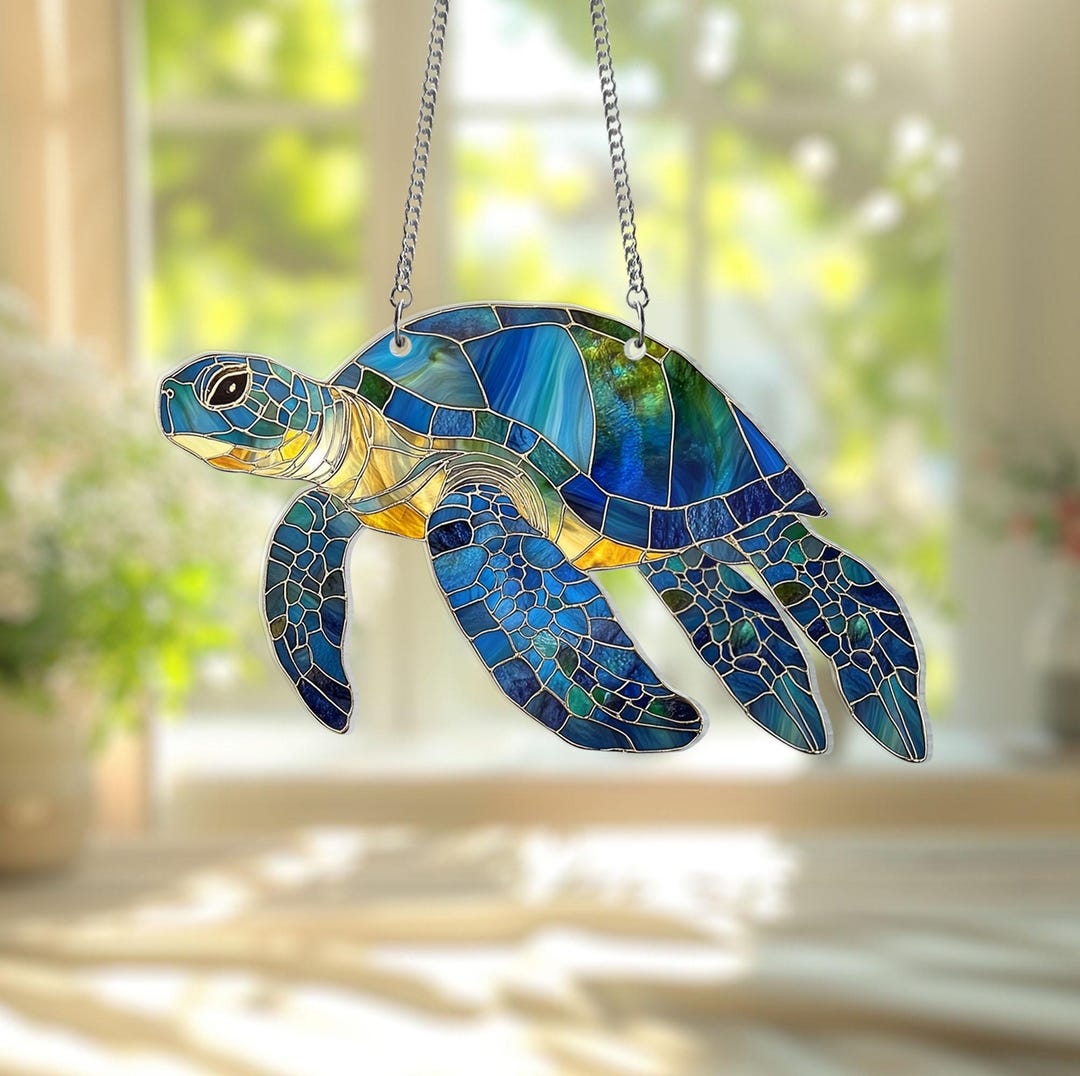 Sea Turtle Acrylic Window Hanging Suncatcher, Turtle Suncatcher, Turtle ...