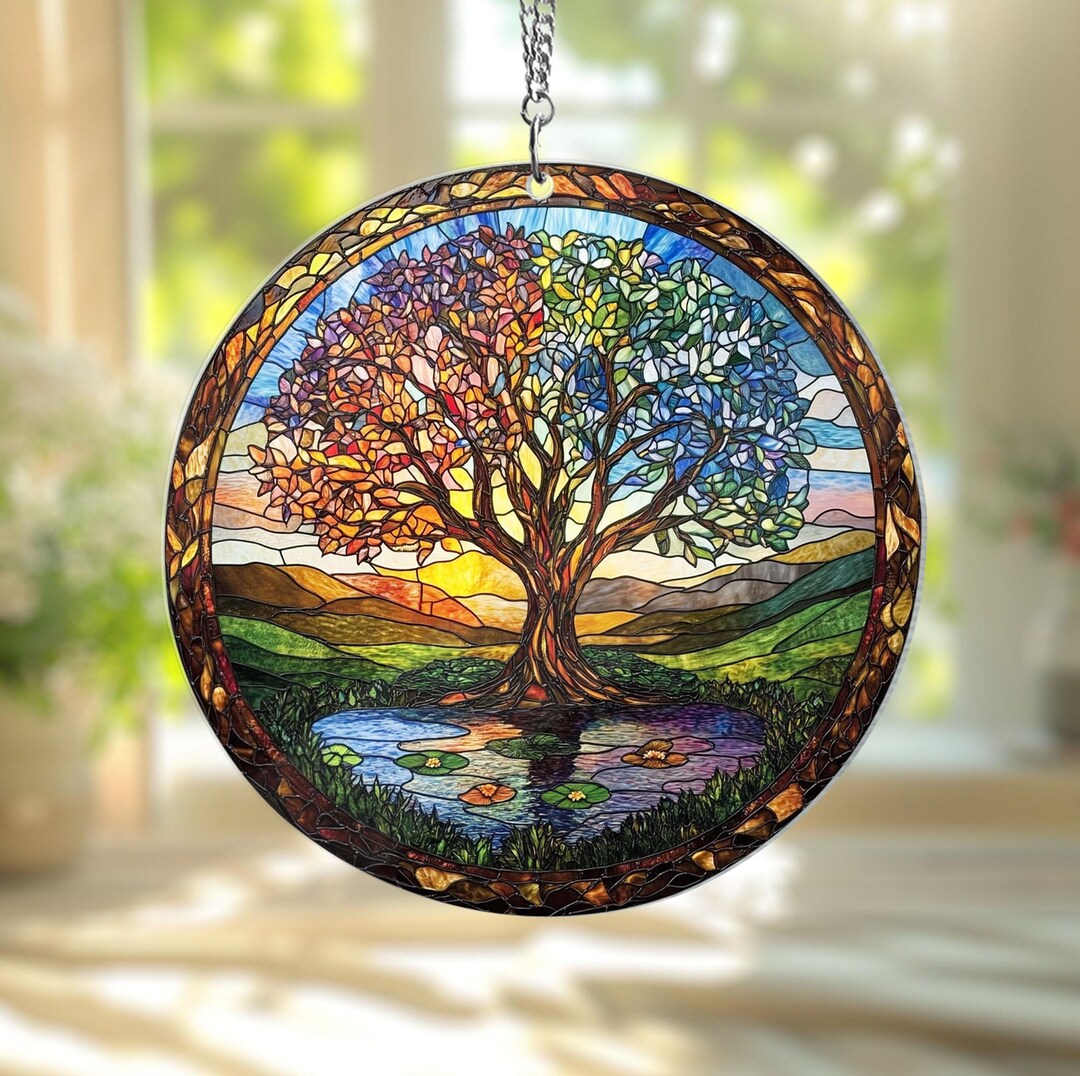Tree of Life Faux Acrylic Suncatcher, Family Tree Gift Window Decor ...
