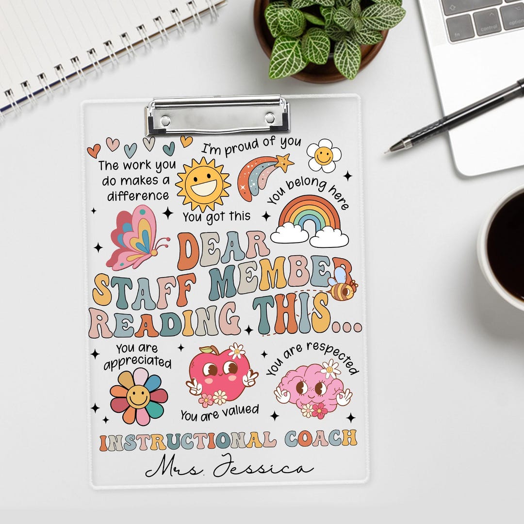 Teacher Staff Appreciation Clipboard Gift, Cute Motivational Message ...