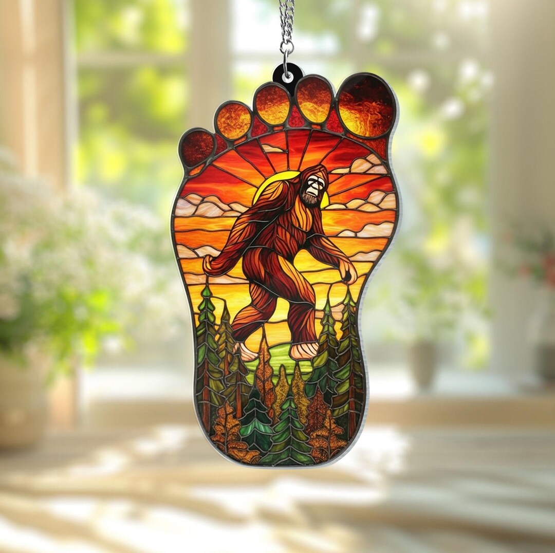 Christmas Home Decor, Bigfoot Acrylic Suncatcher, Sasquatch Cryptid ...