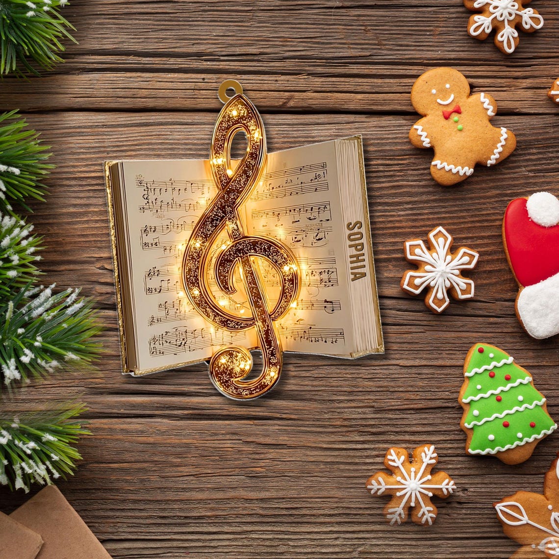 Treble Clef Christmas 2D Flat Acrylic Ornament 2025 - Glittery Music ...