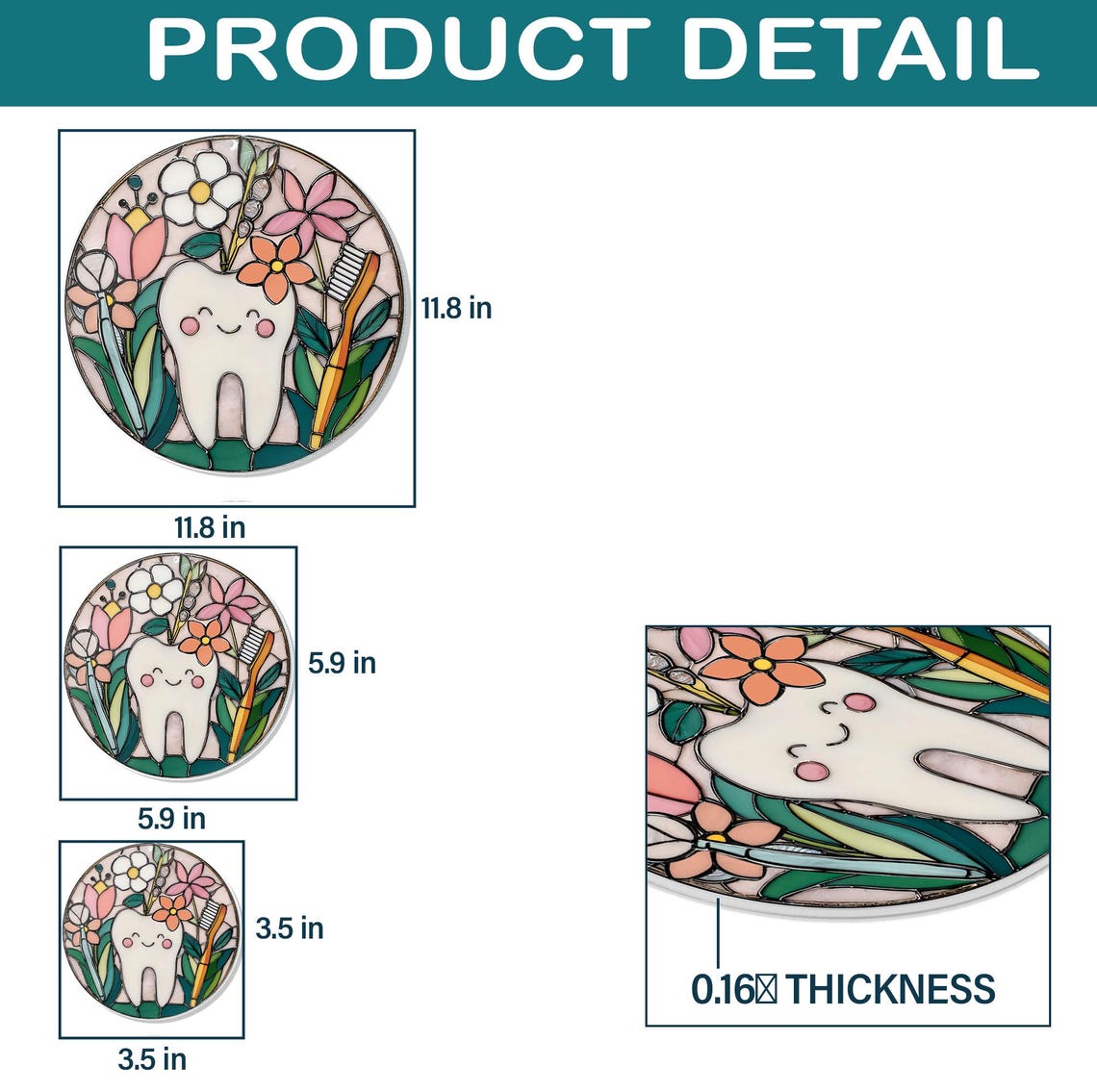 Personalized Colorful Faux Stained Glass Tooth Suncatcher, Unique ...