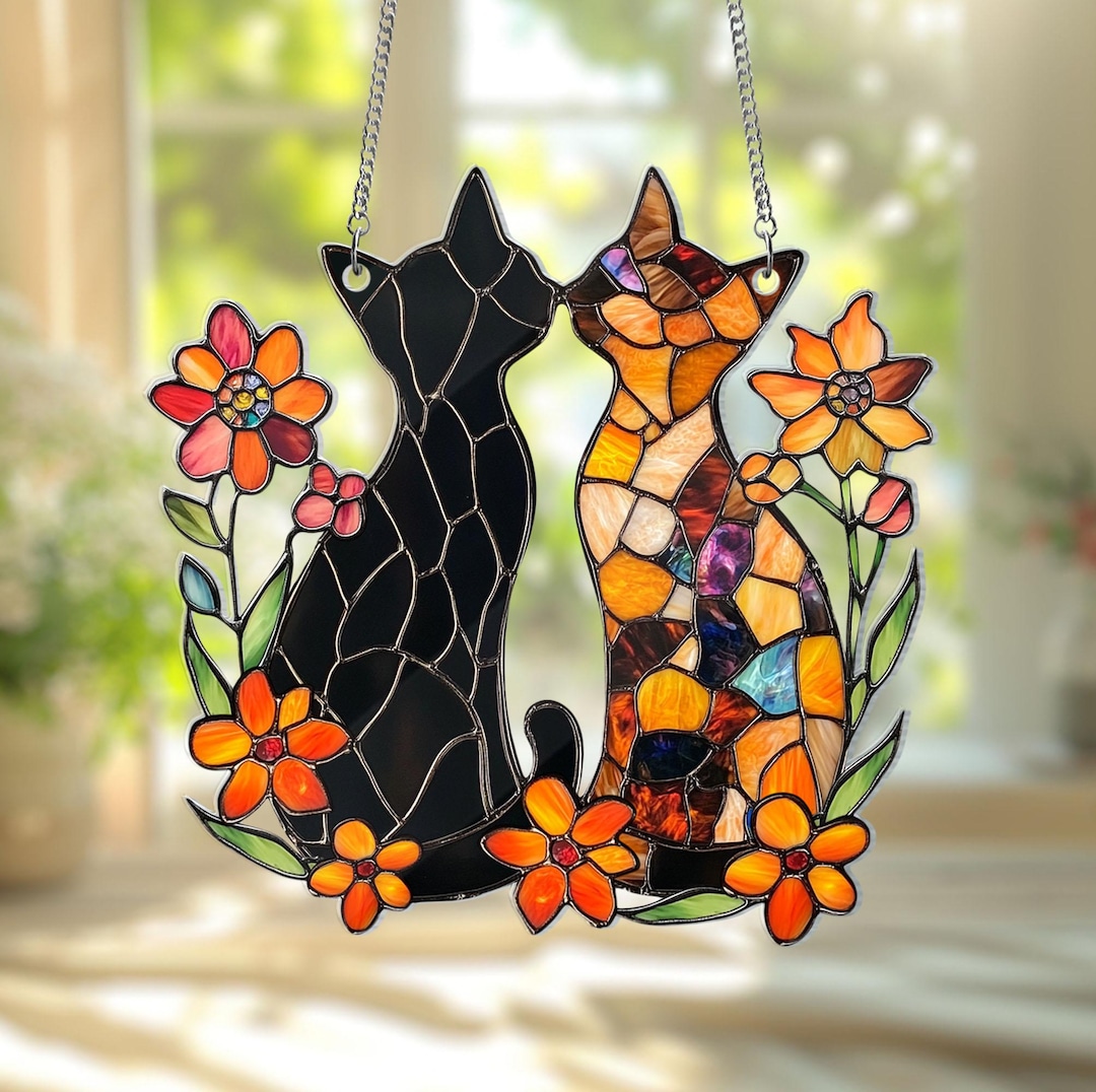 Cat Acrylic Window Hanging, Cat Wall Window Hanging Art Decoration, Cat ...