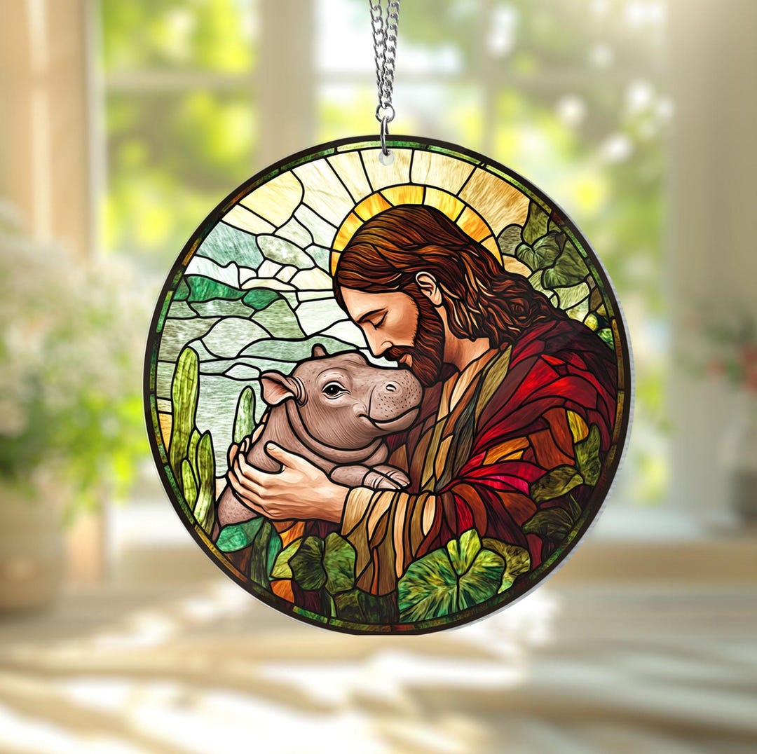 Jesus Moo Deng Christmas Ornament Gift, Jesus Loves Moo Deng, Baby ...